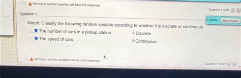 Solved Match Classify The Following Random Variable