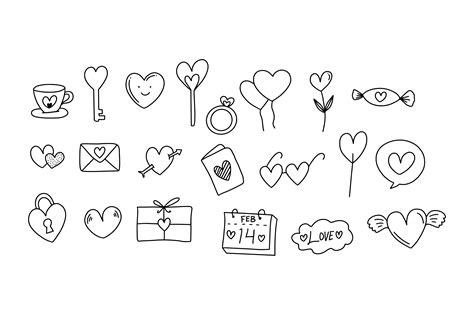 Cute Valentine Doodle Art Graphic By Siapgraph · Creative Fabrica