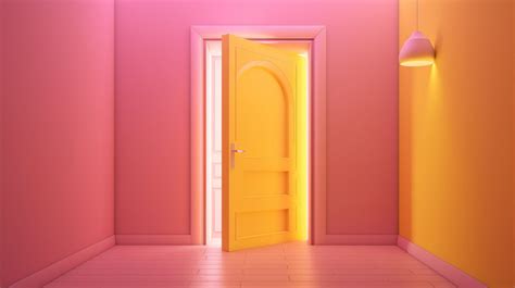 Door Renderings Vibrant Yellow Light Streaming Through An Open In 3d Rendering Set Against A