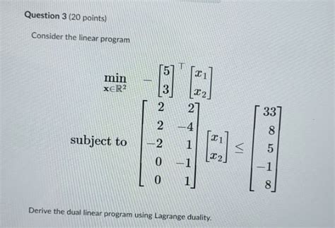 Solved Consider The Linear Program MinxR2 53 X1x2 Chegg