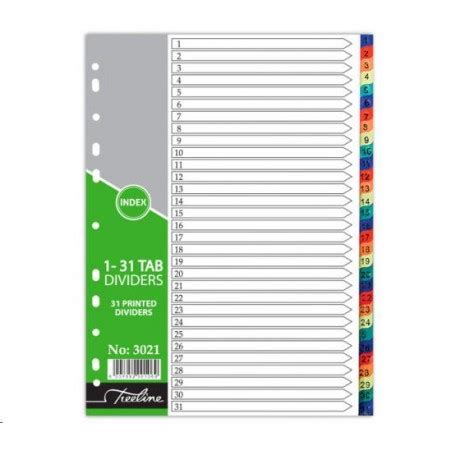 Treeline Index Divider A4 1 31 PVC Assorted Colours