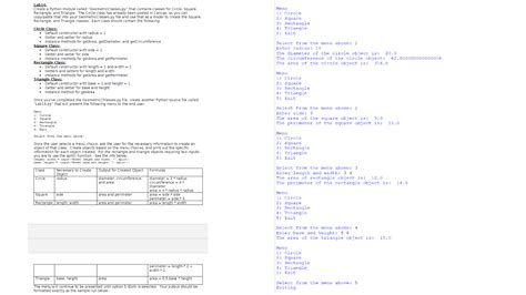 Solved Create A Python Module Called GeometricClasses Py Chegg