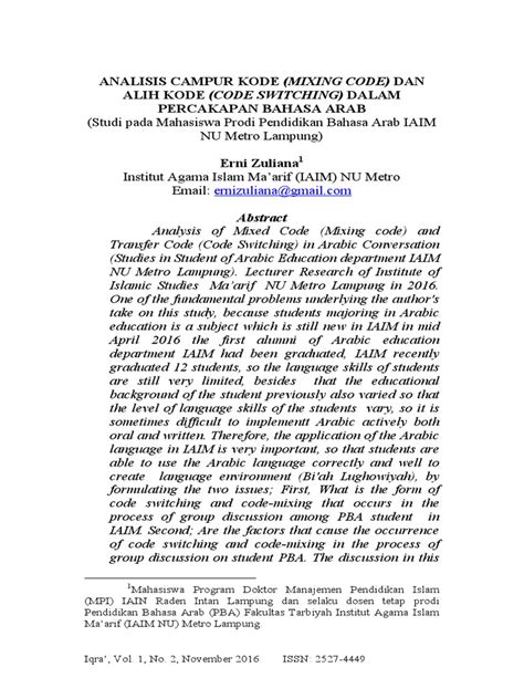 Analisis Campur Kode Mixing Code Dan Alih Kode Code Switching Dalam