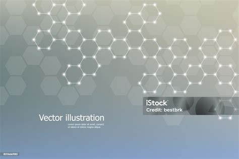 6 각형 구조 분자 신경 시스템 유전과 화학 화합물의 Dna 벡터 일러스트 레이 션 나노입자에 대한 스톡 벡터 아트 및 기타