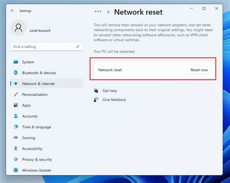 Windows 11 Network Reset