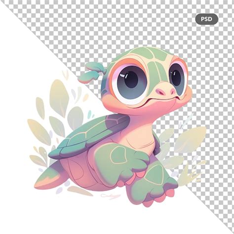 Premium Psd A Cartoon Of A Turtle With A Turtle On Its Back And The