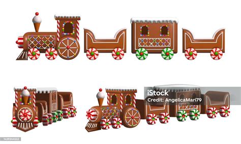 고립 된 진저 브레드 열차 3d 크리스마스 기차 그림 기차에 대한 스톡 벡터 아트 및 기타 이미지 기차 크리스마스 진저브레드 비스킷 Istock