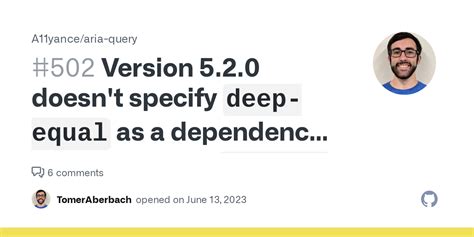 version 5 2 0 doesn t specify `deep equal` as a dependency but still