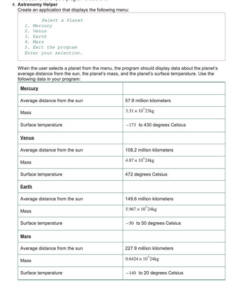 Solved Astronomy Helper Create An Application That Chegg