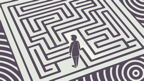 person navigating a complex maze challenge problem solving vector design generative ai stock