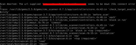 scan aborted the url supplied seems to be down ssl connect error