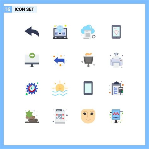 Modern Set Of 16 Flat Colors And Symbols Such As Computers Wifi Share Service Mobile Editable