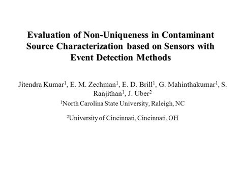 Evaluation Of Non Uniqueness In Contaminant Source Characterization Based On Sensors With Event