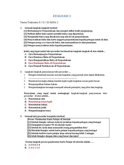 Evaluasi 1 Untuk Siswa Pdf