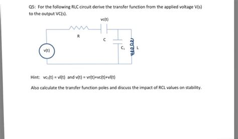 Solved For The Following RLC Circuit Derive The Transfer Chegg Com