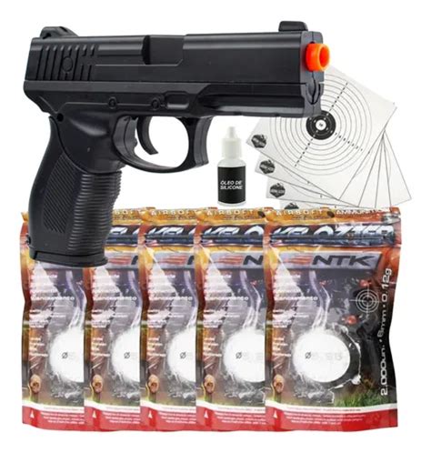 Kit Pistola Airsoft Gk V307 6mm 10 Mil Bbs 012g Óleo Alvo
