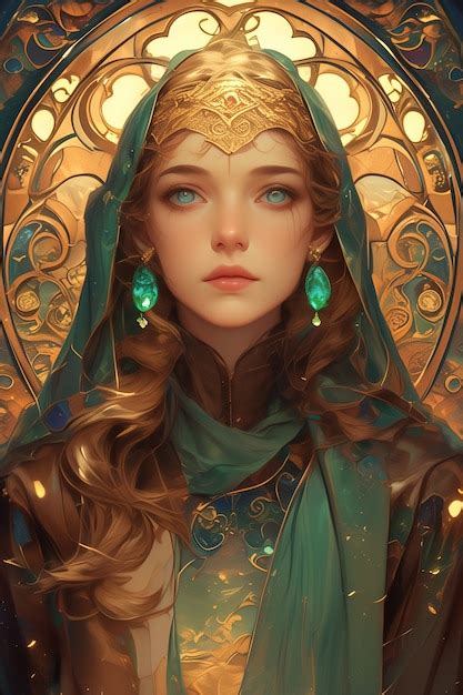 아름다운 여성의 아트 누보 초상화 Ai 생성 이미지