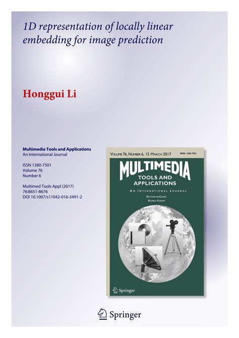 Pdf 1d Representation Of Locally Linear Embedding For Image Prediction