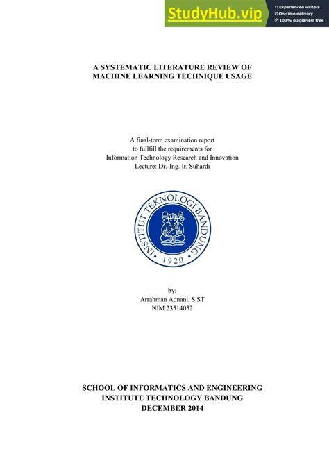 A Systematic Literature Review Of Machine Learning Technique Usage Pdf