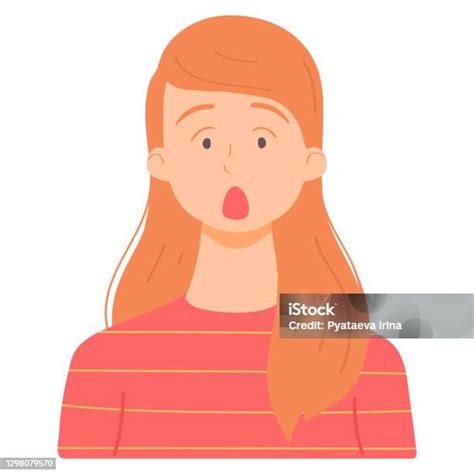 깜짝 소녀 아바타 여성의 감정 흰색 배경에 고립 된 플랫 만화 캐릭터 벡터 그림입니다 감정에 대한 스톡 벡터 아트 및 기타