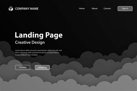 랜딩 페이지 템플릿 Couds와 회색 하늘 트렌디 한 종이 컷 배경 3차원 형태에 대한 스톡 벡터 아트 및 기타 이미지 3차원 형태 검은색 검정색 배경 Istock