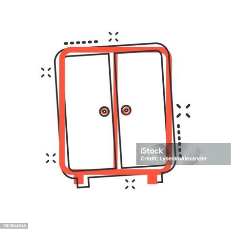 벡터 만화 스타일에서 만화 찬 가구 아이콘입니다 가구 기호 그림 그림 찬 장 비즈니스 스플래시 효과 개념입니다 가구에 대한 스톡 벡터 아트 및 기타 이미지 Istock