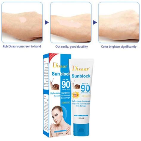 100ml Sunblock Face Sunscreen Cream Snail Disaar Spf 90 Skin Damage