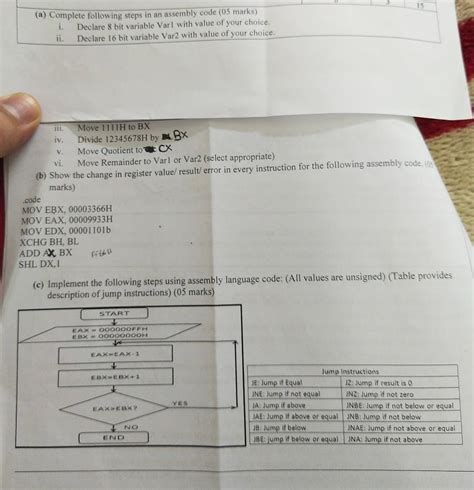 Solved 15 A Complete Following Steps In An Assembly Code