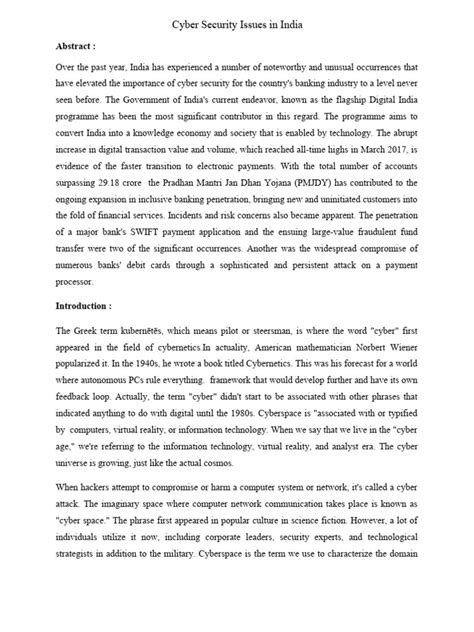 Cyber Security Issues In India Pdf Cybercrime Computer Security