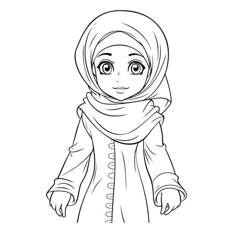 Muslim Girl In Hijab Of A Muslim Girl In Traditional Clothes Premium Ai Generated Vector