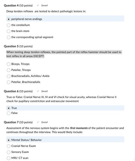 Solved Question 4 10 Points Deep Tendon Reflexes Are