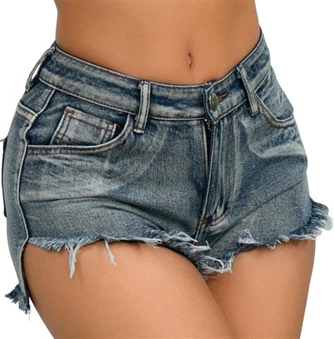 Panegy Womens Sexy Ripped Shorts Cut Off Hole Slim Casual Summer High Rise Hot Pants Denim