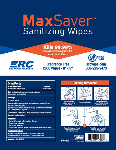 Maxsaver Sanitizing Wipes Benzalkonium Chloride Cloth