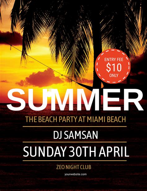 Summer Beach Flyer Template Edit Online Download Example Template Net