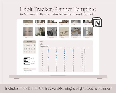 Habit Tracker Notion Template Notion Dashboard Setup Layout Notion Planner Digital Habit