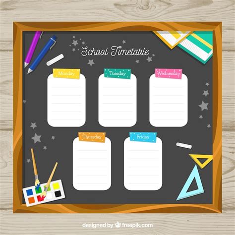 Free Vector School Timetable To Organize Activities