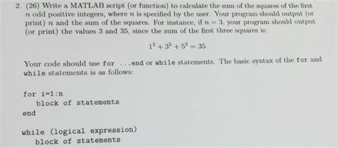Solved Write A Matlab Script Or Function To Calculate The