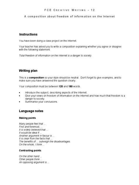 Fce Writing 12 Essay Pdf Internet Information