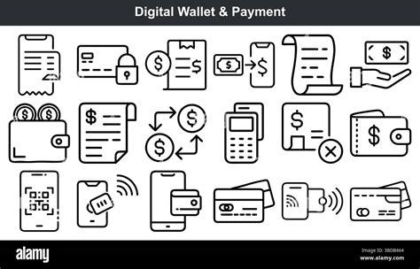 Digital Wallet Payment Icons Mobile Banking Finance Stock Vector Image