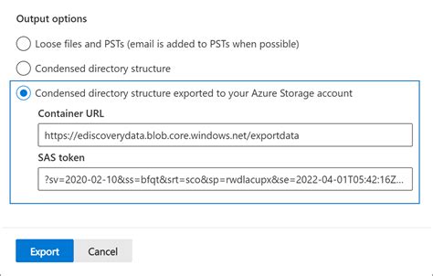 export documents to an organization azure storage account microsoft learn