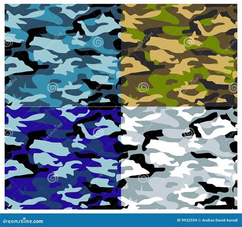 Different Types Vector Camouflage Stock Vector Illustration Of Concealment Combat 9932559