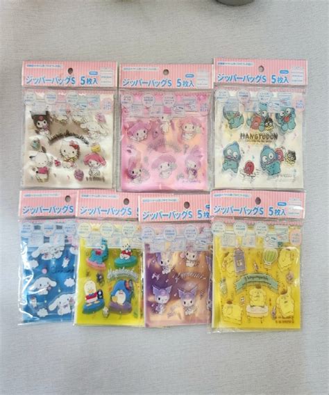 산리오 캐릭터 투명 컬러 사각 소형 지퍼백 지퍼팩 에이블리