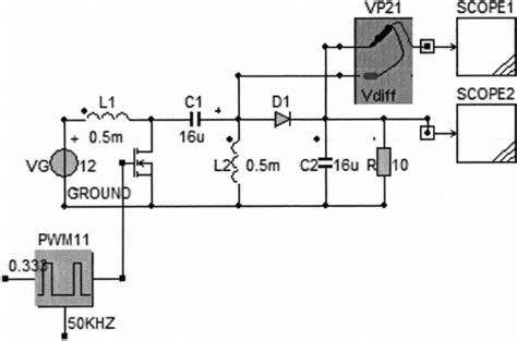 Simulation Schematics Of The Sepic Converter Without Occ Download Scientific Diagram