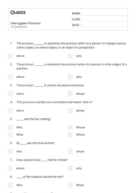 50 Pronouns Worksheets For 7th Grade On Quizizz Free And Printable