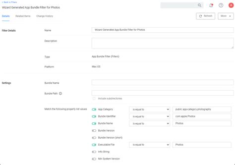 application bundle filter