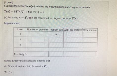 solved 1 point suppose the sequence an satisfies the