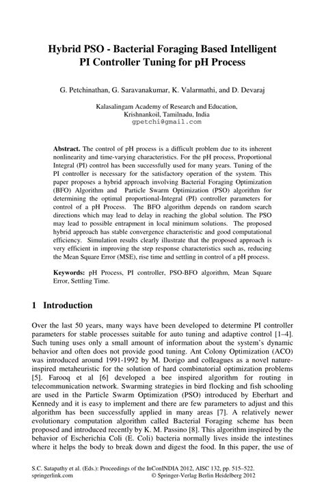 Pdf Hybrid Pso Bacterial Foraging Based Intelligent Pi Controller