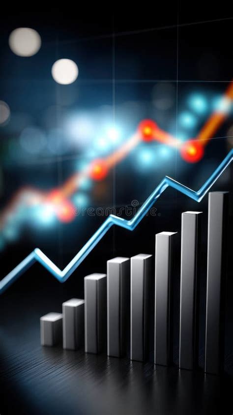 Rising Bar Chart With Upward Trend Line Representing Financial Growth And Market Success Stock