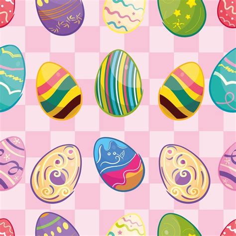 Premium Vector Seamless Pattern Background With Easter Eggs Icons Vector