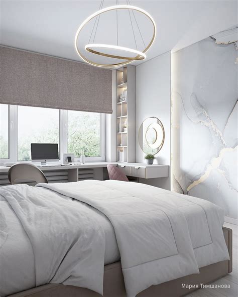 Дизайн спальни с рабочим местом в 2024 г Дизайн Дизайн интерьера квартиры Спальня с рабочим